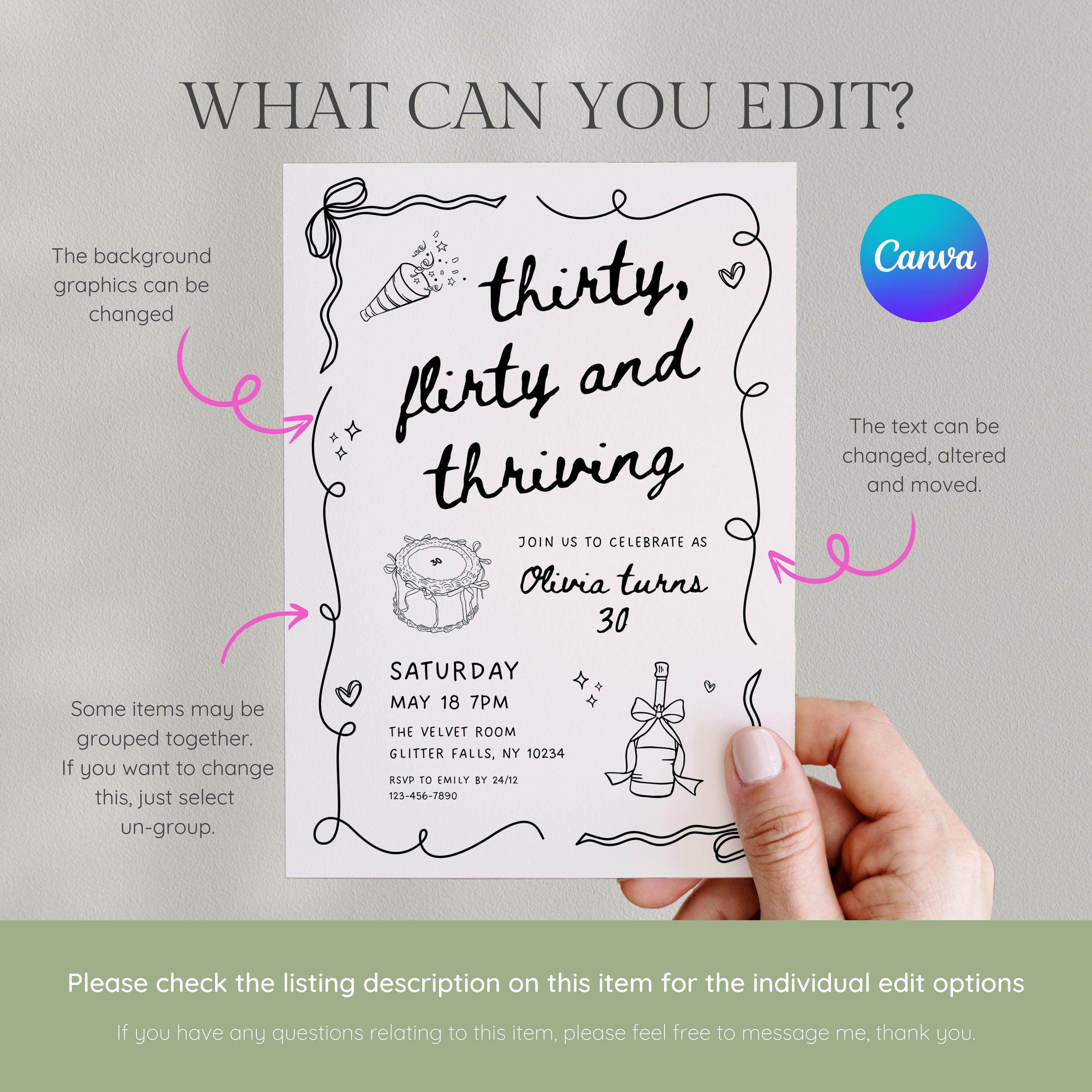 13 Going on 30 Invite, 30th Birthday Invitation Template, Thirty Flirty ...
