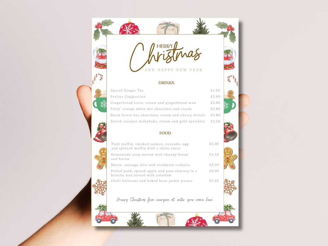 Christmas Cafe Menu | Coffee Shop Menu | Modern Restaurant Menu ...