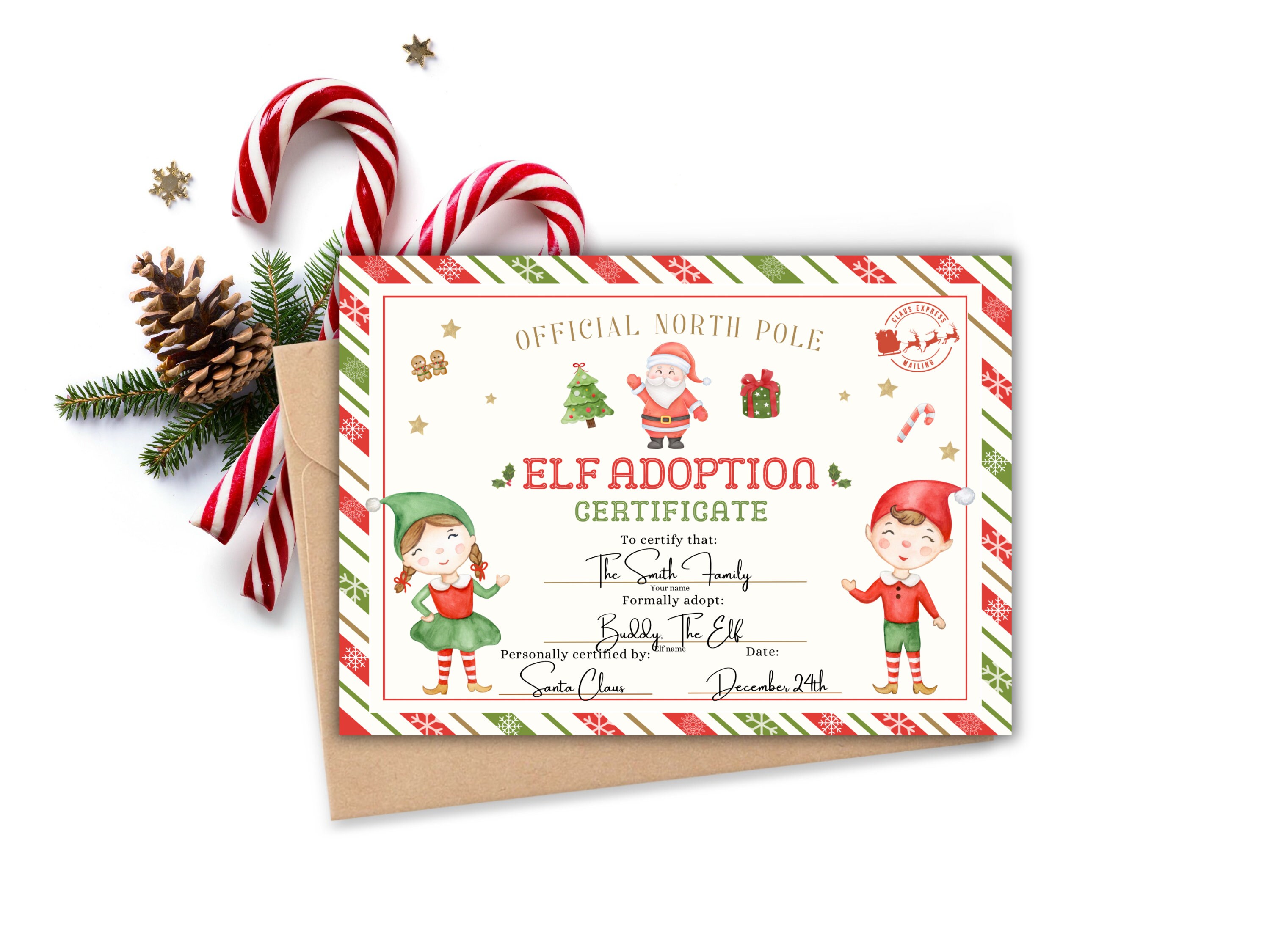 Editable Elf Adoption Certificate | Instant Download | Elf Adoption ...