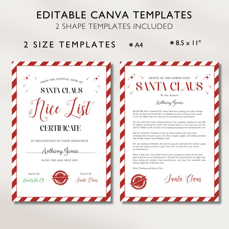 Official Letter From Santa Claus Nice List Certificate Bundle North ...