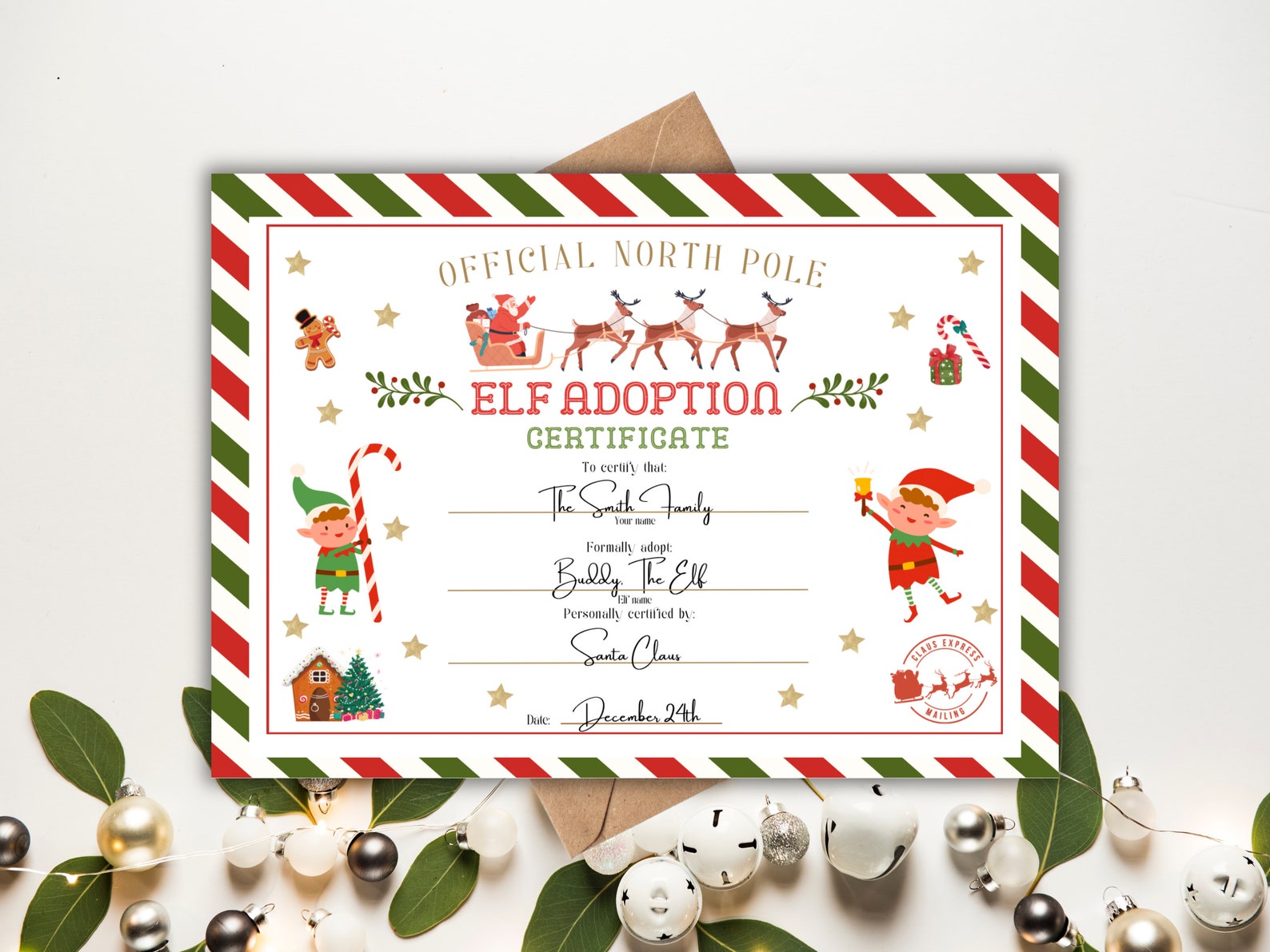 Editable Elf Adoption Certificate | Instant Download | Elf Adoption ...