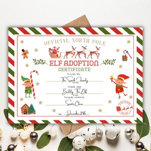 Editable Elf Adoption Certificate | Instant Download | Elf Adoption ...