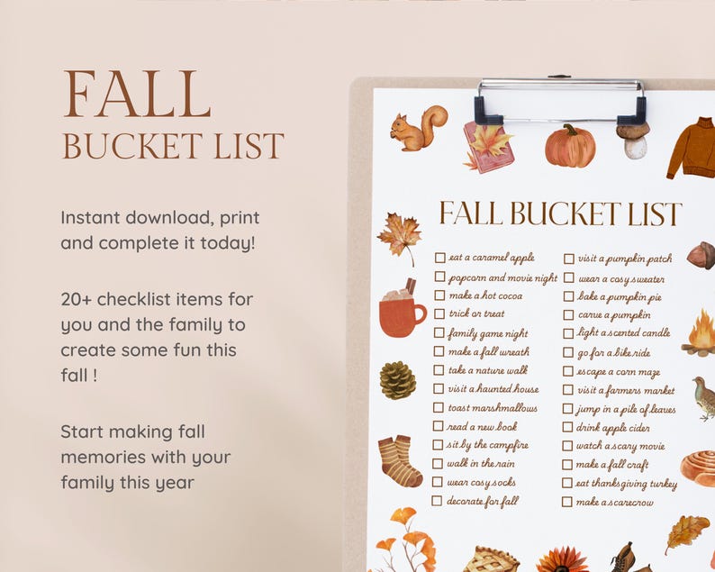Fall Bucket List for Families, Fall Bucket List Printable, Editable ...