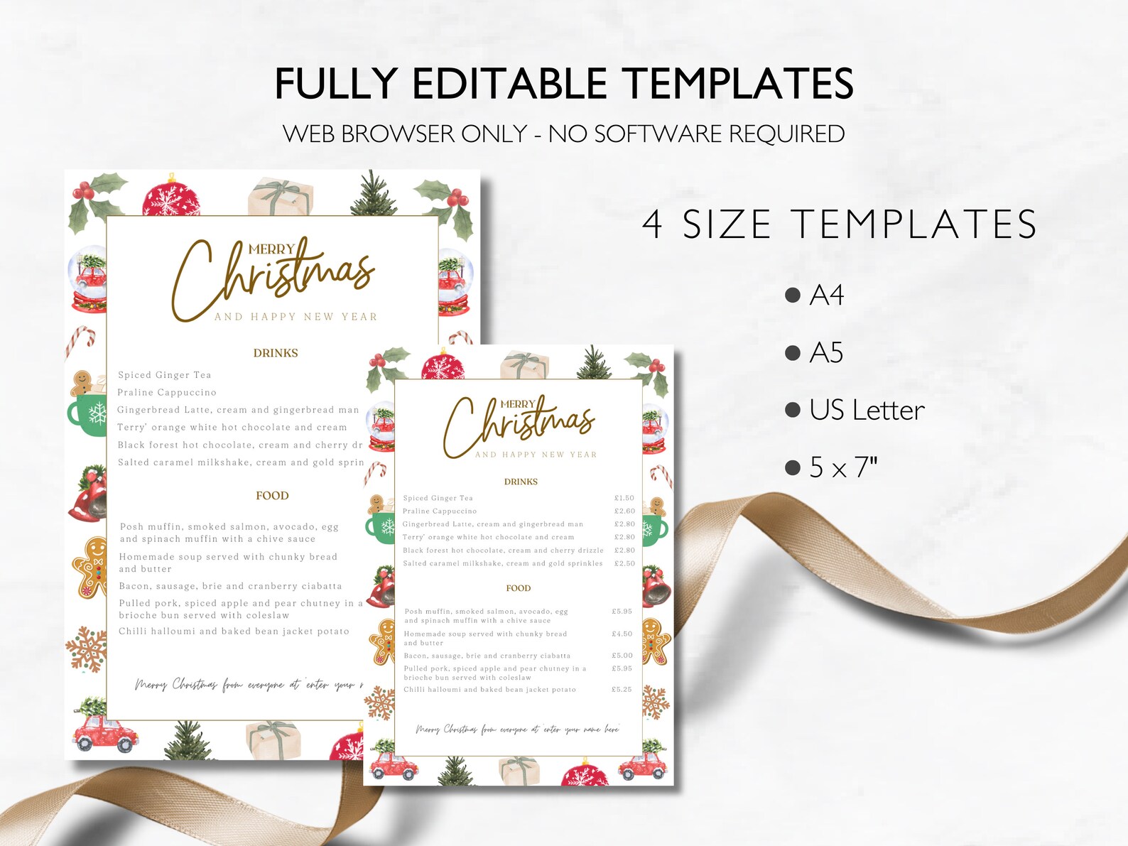 Christmas Cafe Menu | Coffee Shop Menu | Modern Restaurant Menu ...
