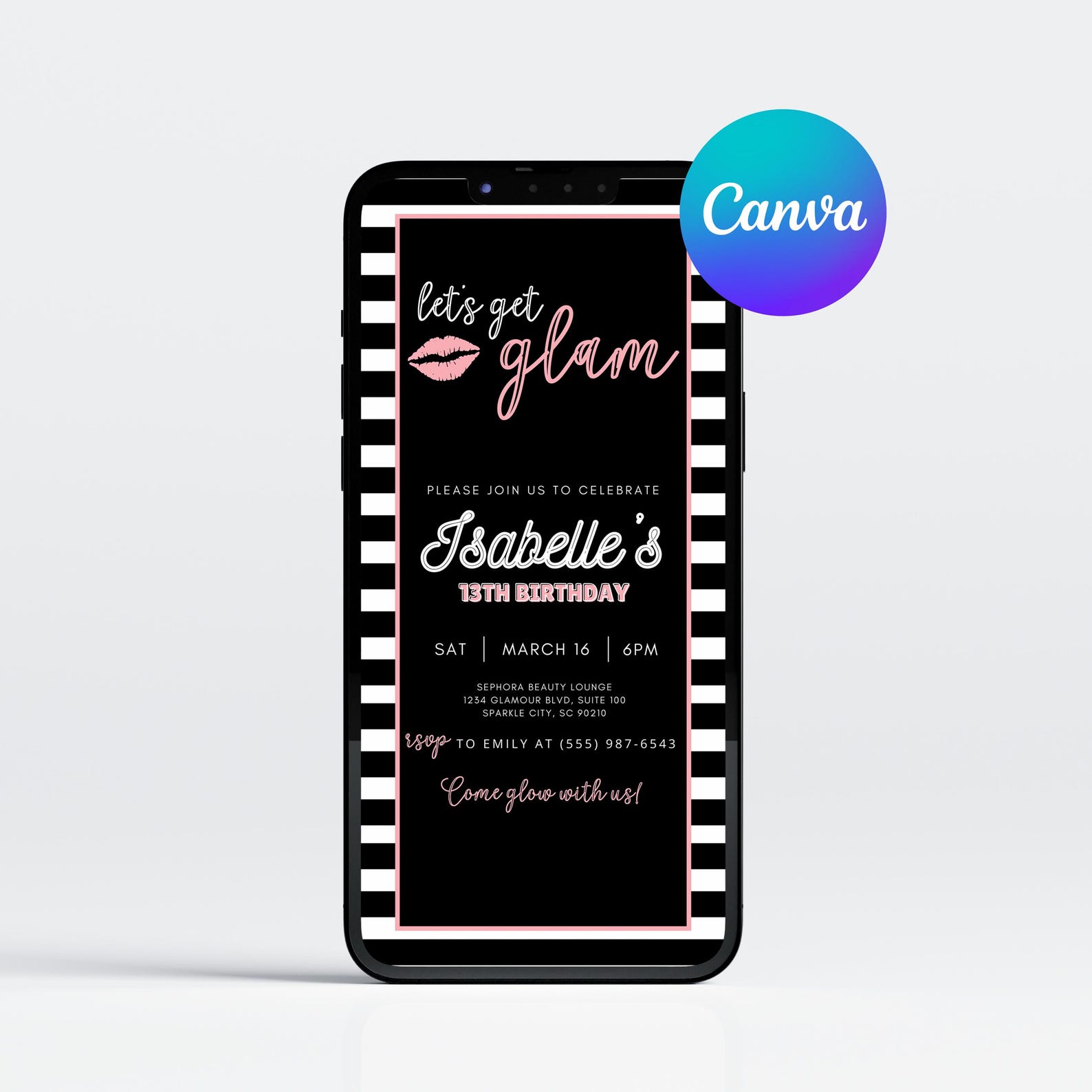 Editable Sephora Themed Glam Party Invitation, Glam Spa Birthday Party ...
