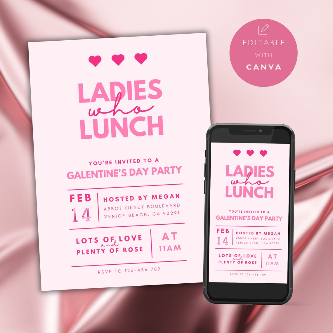 Galentine's Day Party Invitation Template, Galentines Day, Valentines ...