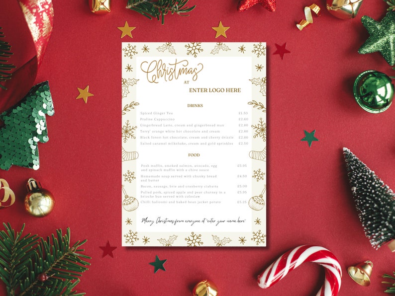 Christmas Cafe Menu | Coffee Shop Menu | Modern Restaurant Menu ...