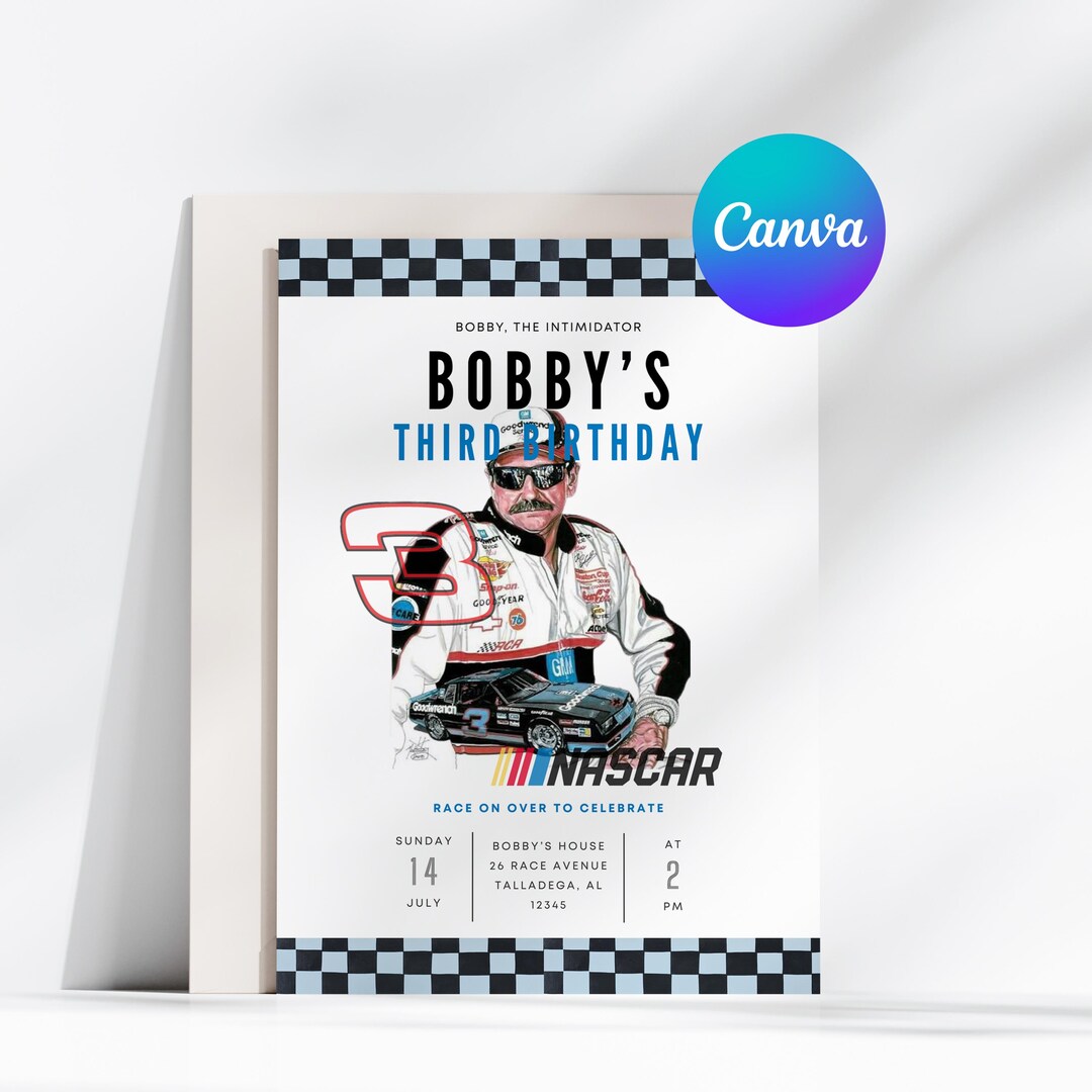 Dale Earnhardt Nascar Birthday Invitation, Nascar Party, Boy Racing ...