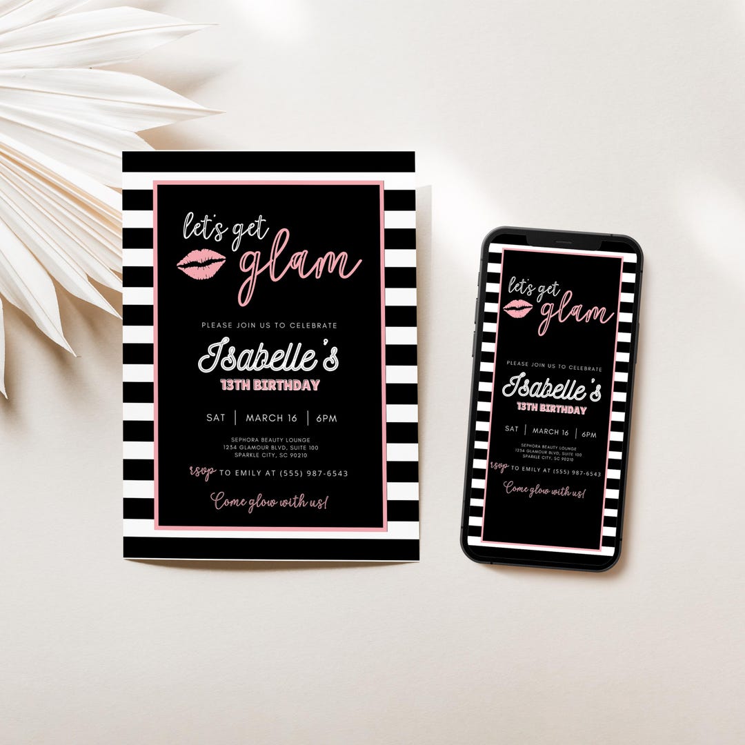 Editable Sephora Themed Glam Party Invitation, Glam Spa Birthday Party ...