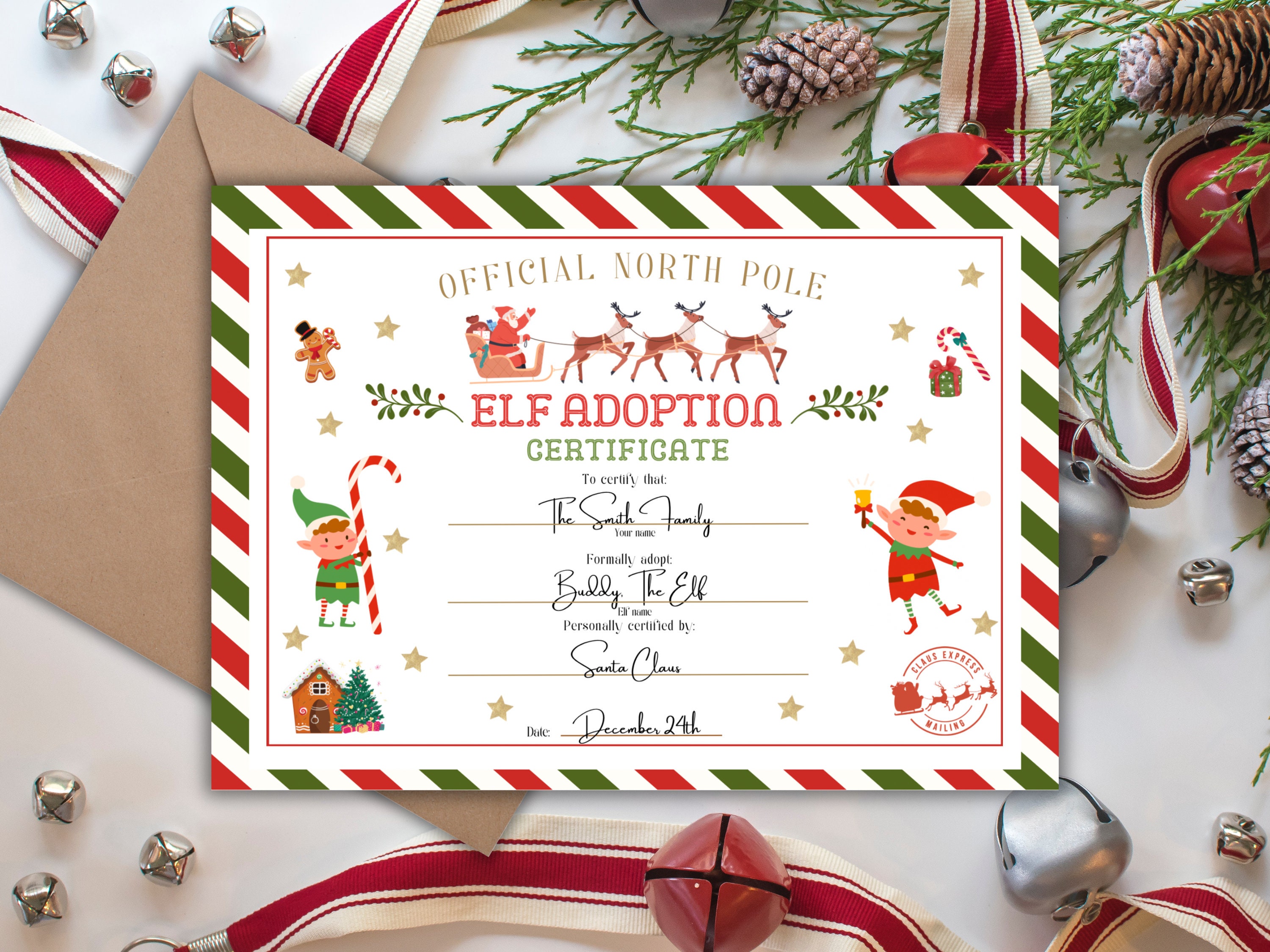 Editable Elf Adoption Certificate | Instant Download | Elf Adoption ...