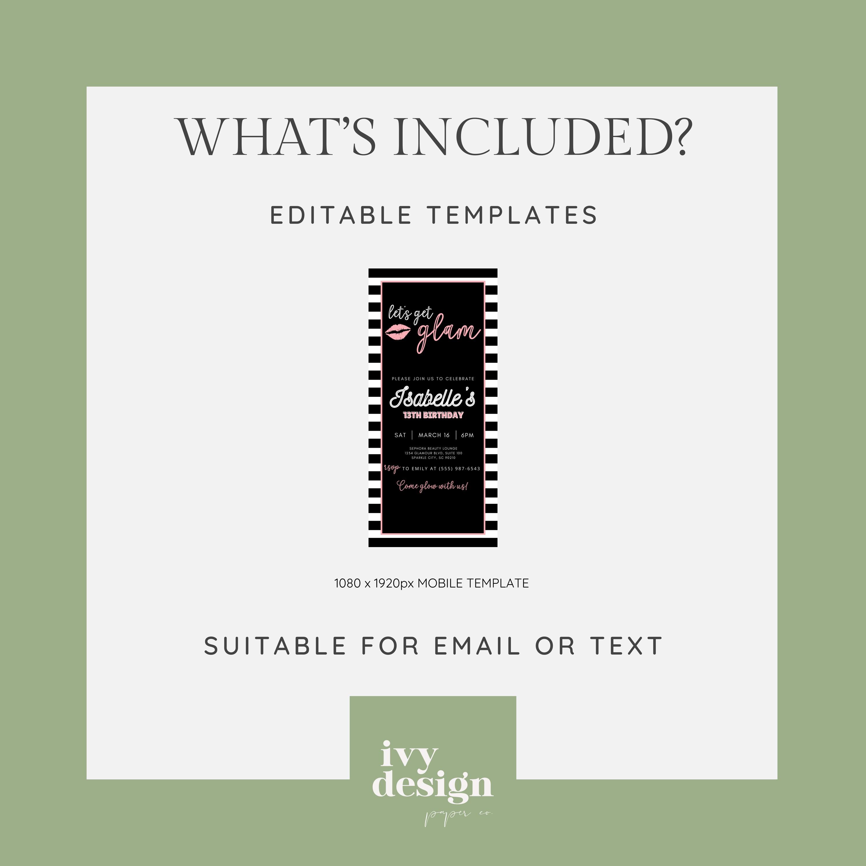 Editable Sephora Themed Glam Party Invitation, Glam Spa Birthday Party ...