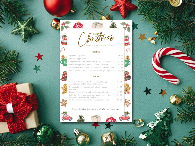 Christmas Cafe Menu | Coffee Shop Menu | Modern Restaurant Menu ...