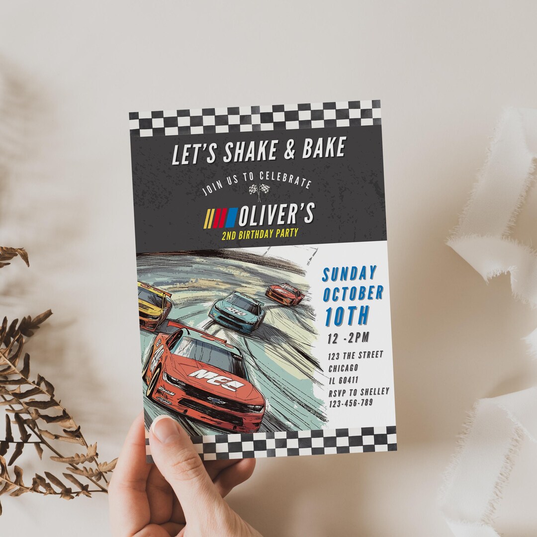 Talladega Birthday Invitation, Nascar Party, Boy Racing Invitation ...
