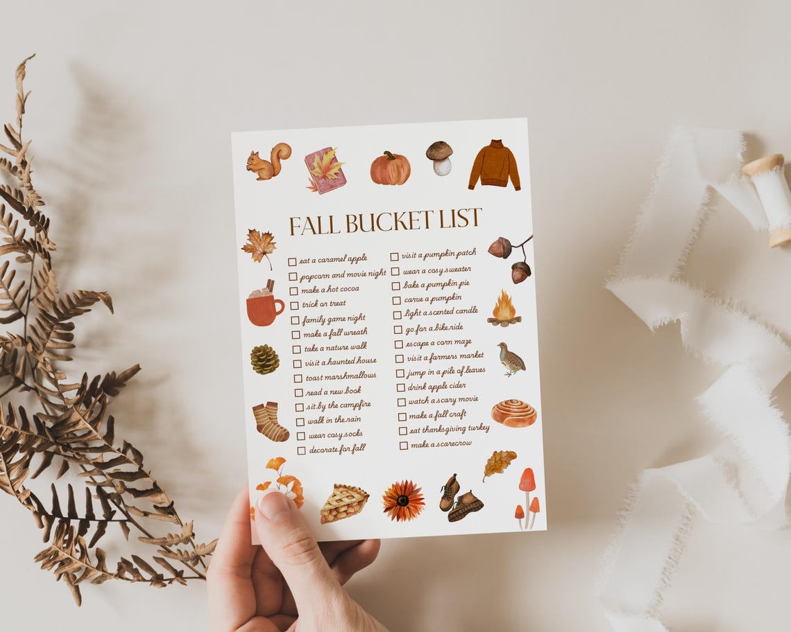 Fall Bucket List for Families, Fall Bucket List Printable, Editable ...