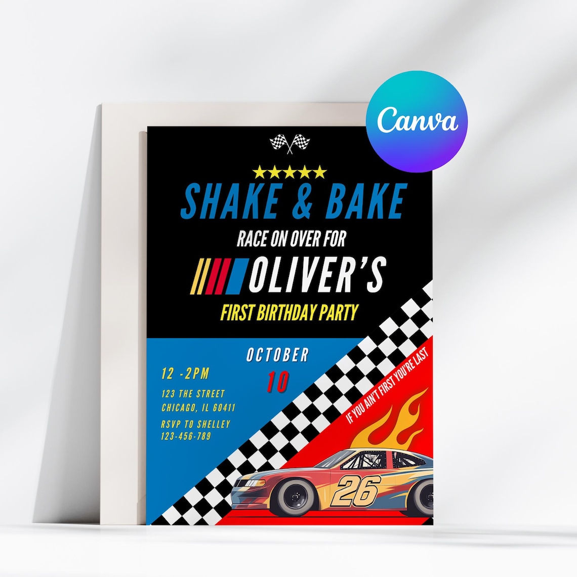 Talladega Birthday Invitation, Nascar Party, Boy Racing Invitation ...