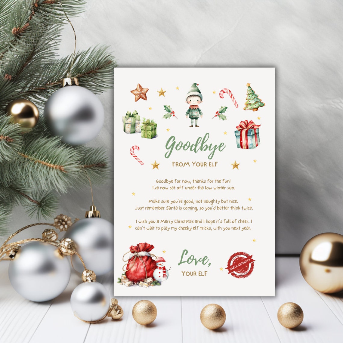 Christmas Elf Goodbye Letter Template, Christmas Boy Elf Letter ...