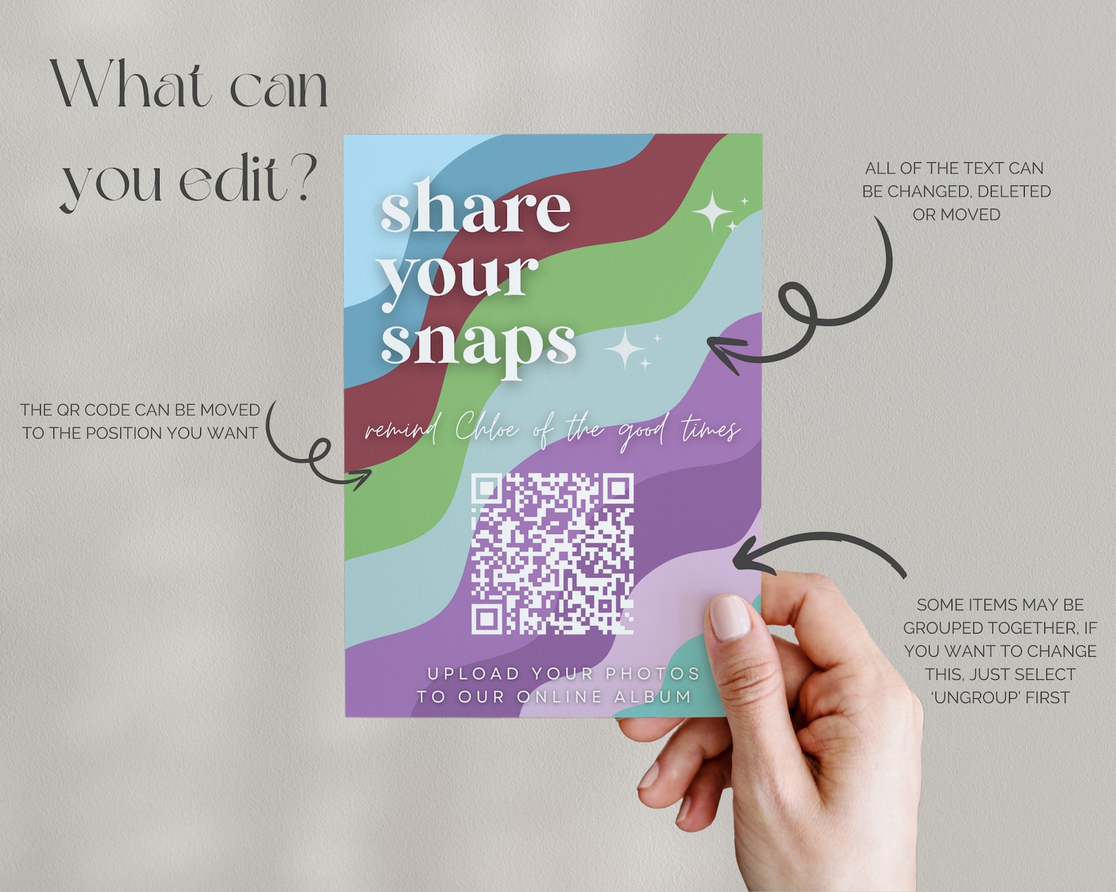 Share Your Photos QR Code, Share Your Snaps Sign, 13 Going on 30, Photo ...