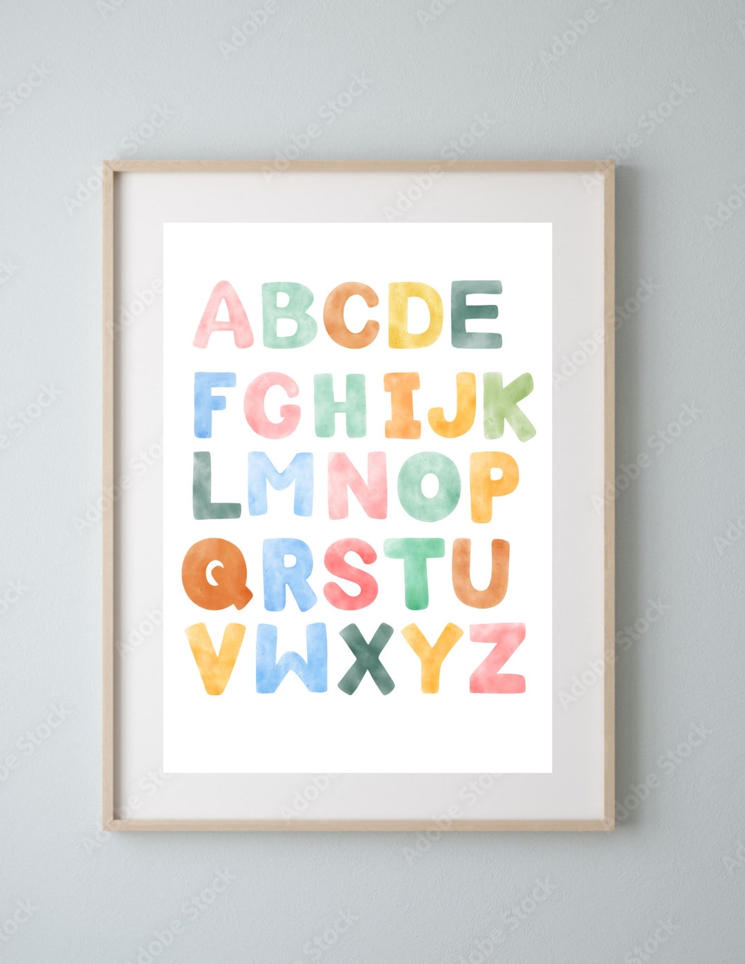 Watercolor Alphabet Wall Art - Etsy