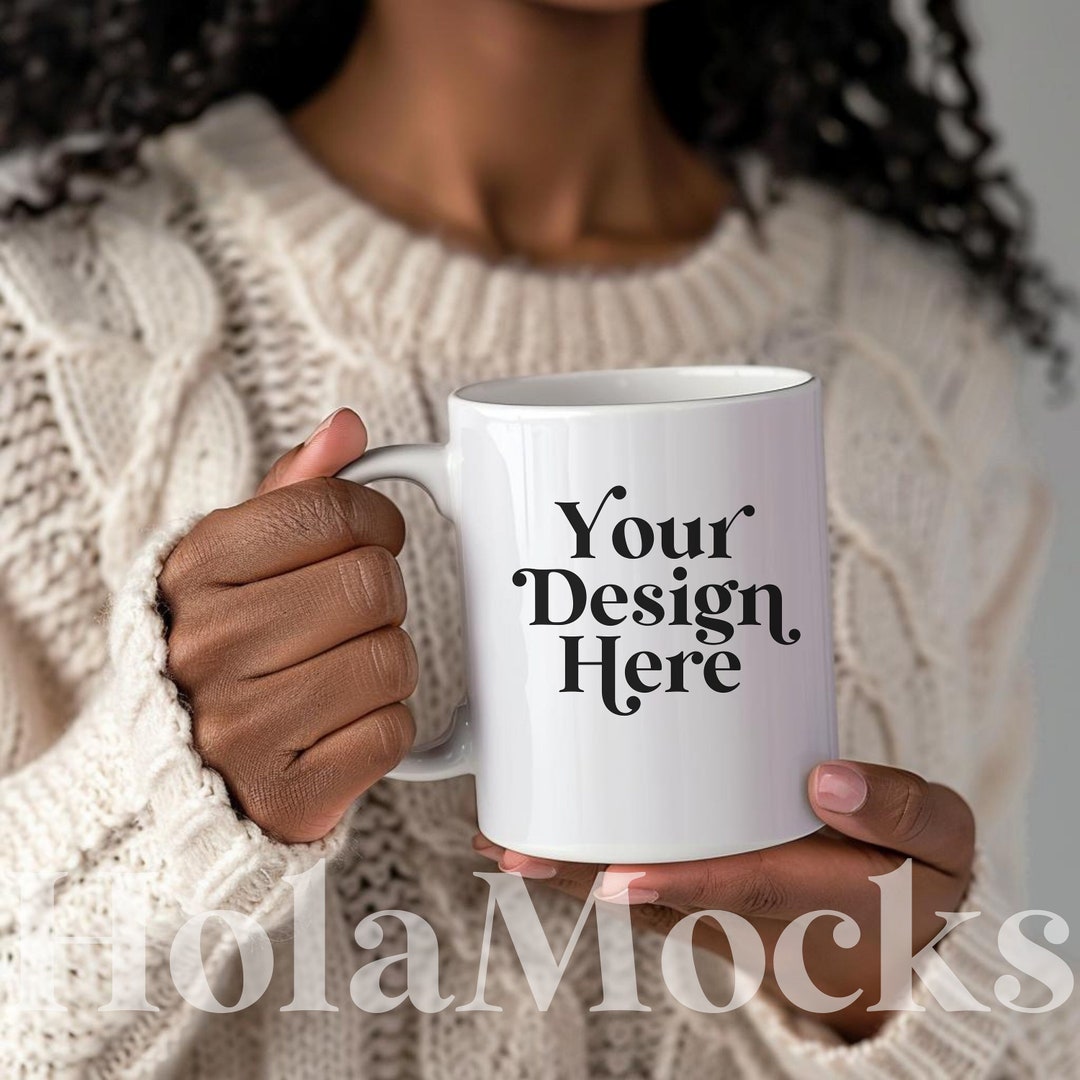 Mug Model Mockup White 11 Oz Ceramic Mug Mock-up Diverse Black Model ...