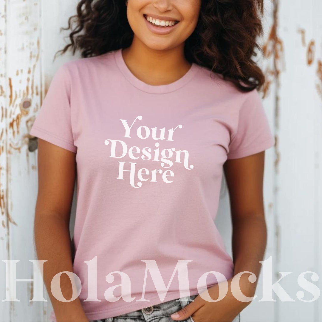 Orchid Bella Canvas 3001 Shirt Mockup Diverse Latina Hispanic Models ...