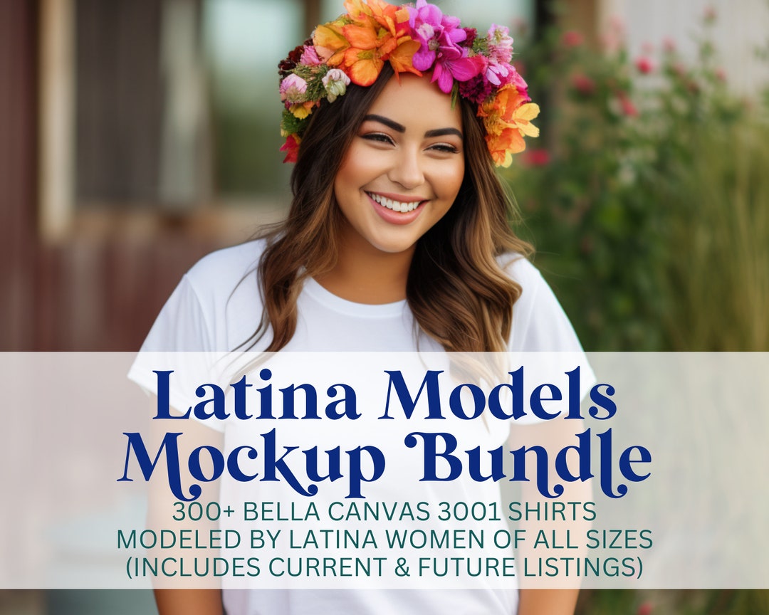 Hispanic Model Mockup Bundle Bella Canvas 3001 Shirts Latina Latinx ...