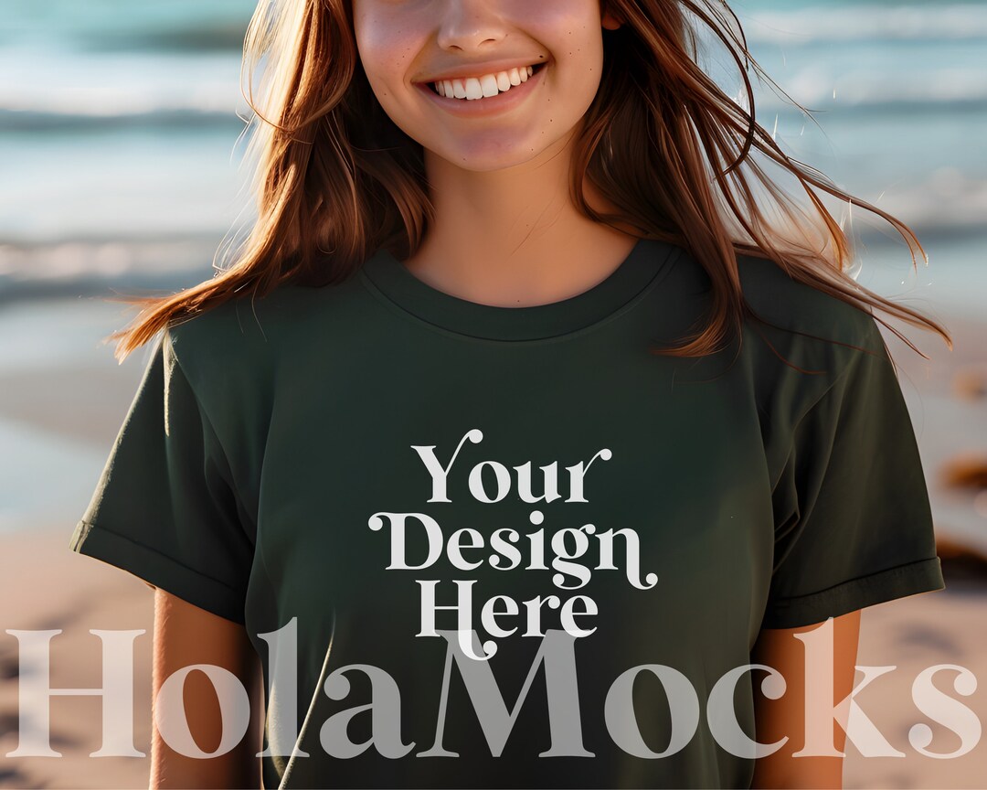 Comfort Colors 1717 Hemp Shirt Mockup Green Diverse Model Mock-ups ...