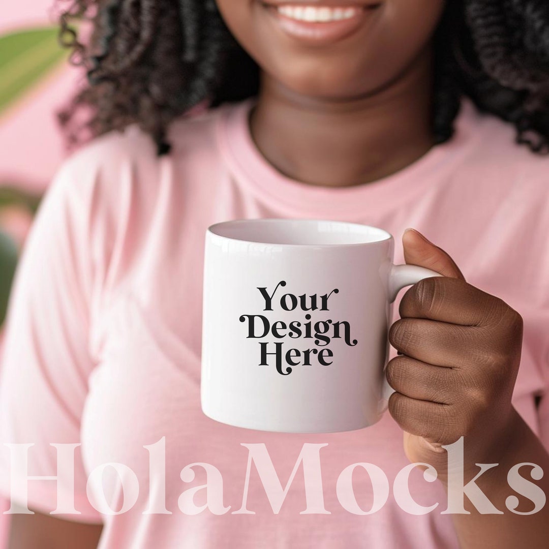 Mug Model Mockup White 11 Oz Ceramic Mug Mock-up Diverse Black Model ...