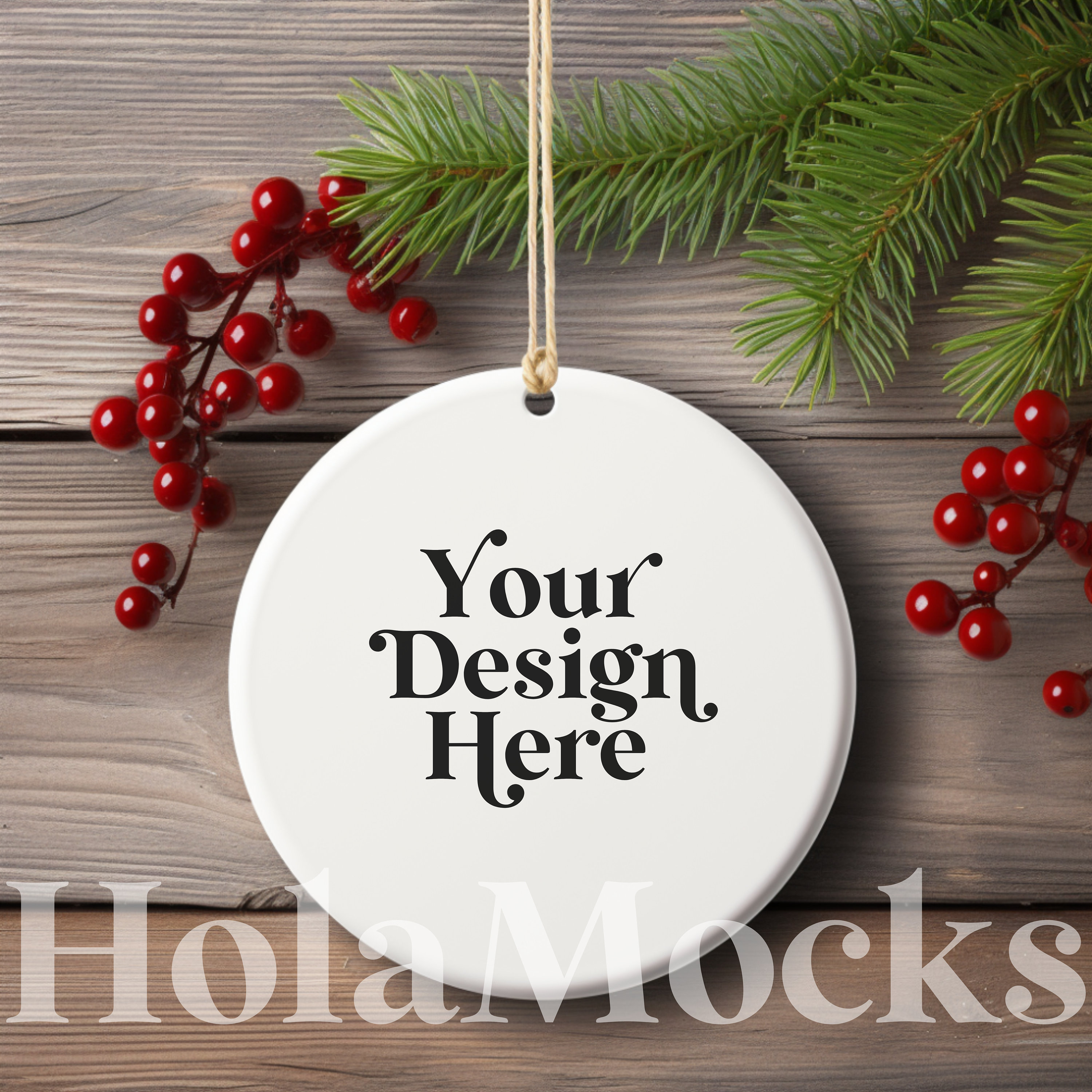 100 Christmas Ornament Mockup Bundle Round White Ceramic Holiday ...