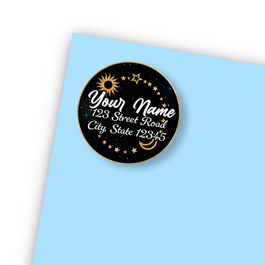 Custom Celestial Moon Return Address Labels Set of 25 Envelope Letter ...
