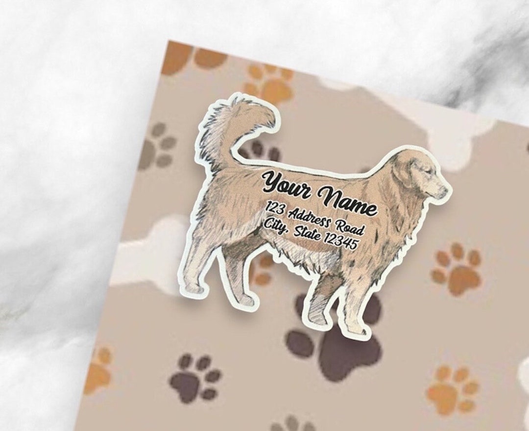 Custom Golden Retriever Dog Return Address Labels Set of 25 Envelope ...