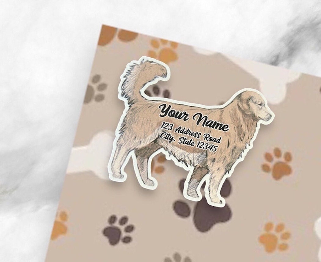 Custom Golden Retriever Dog Return Address Labels Set of 25 Envelope ...