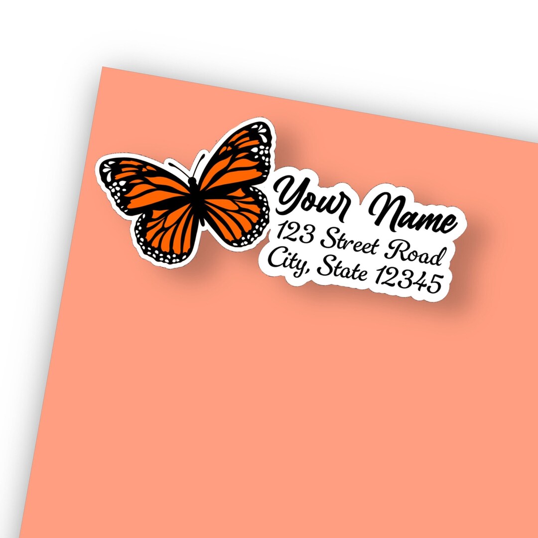 Custom Monarch Butterfly Return Address Labels Set of 25 Envelope ...
