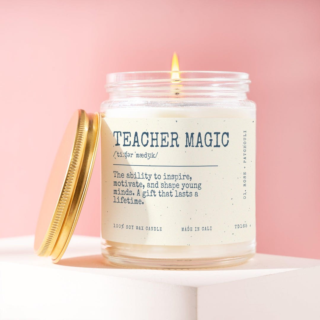 Teacher Gift Vintage Teacher Magic Definition Candle Thoughtful Candle ...