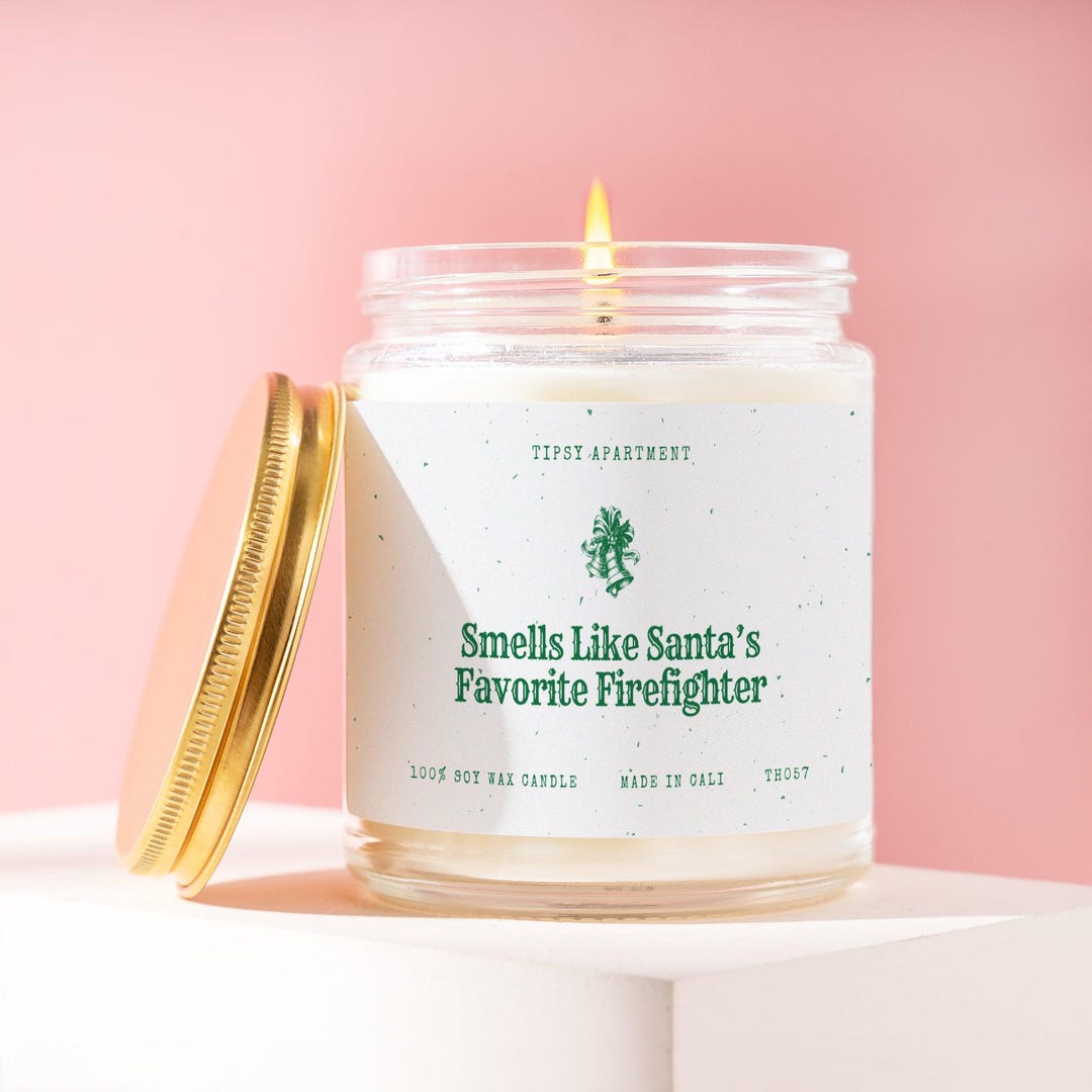 Firefighter Gift Funny Smells Like Santa's Favorite Firefighter Candle ...