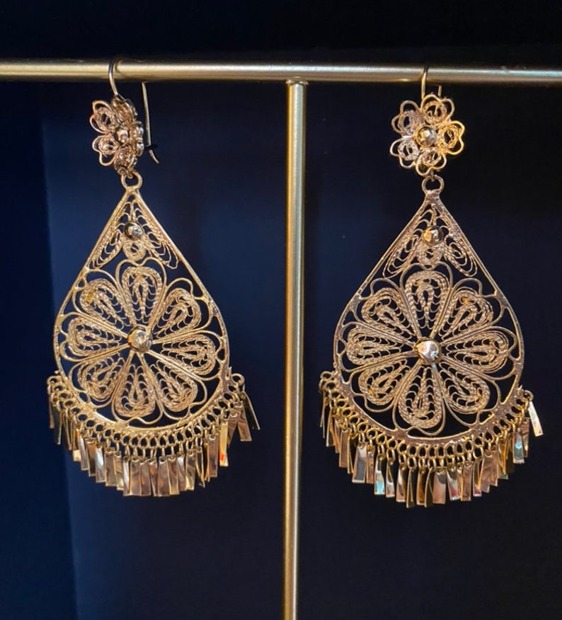 Large. Aretes De Filigrana Mexicanos. Aretes De Chapa De Oro. Mexican ...