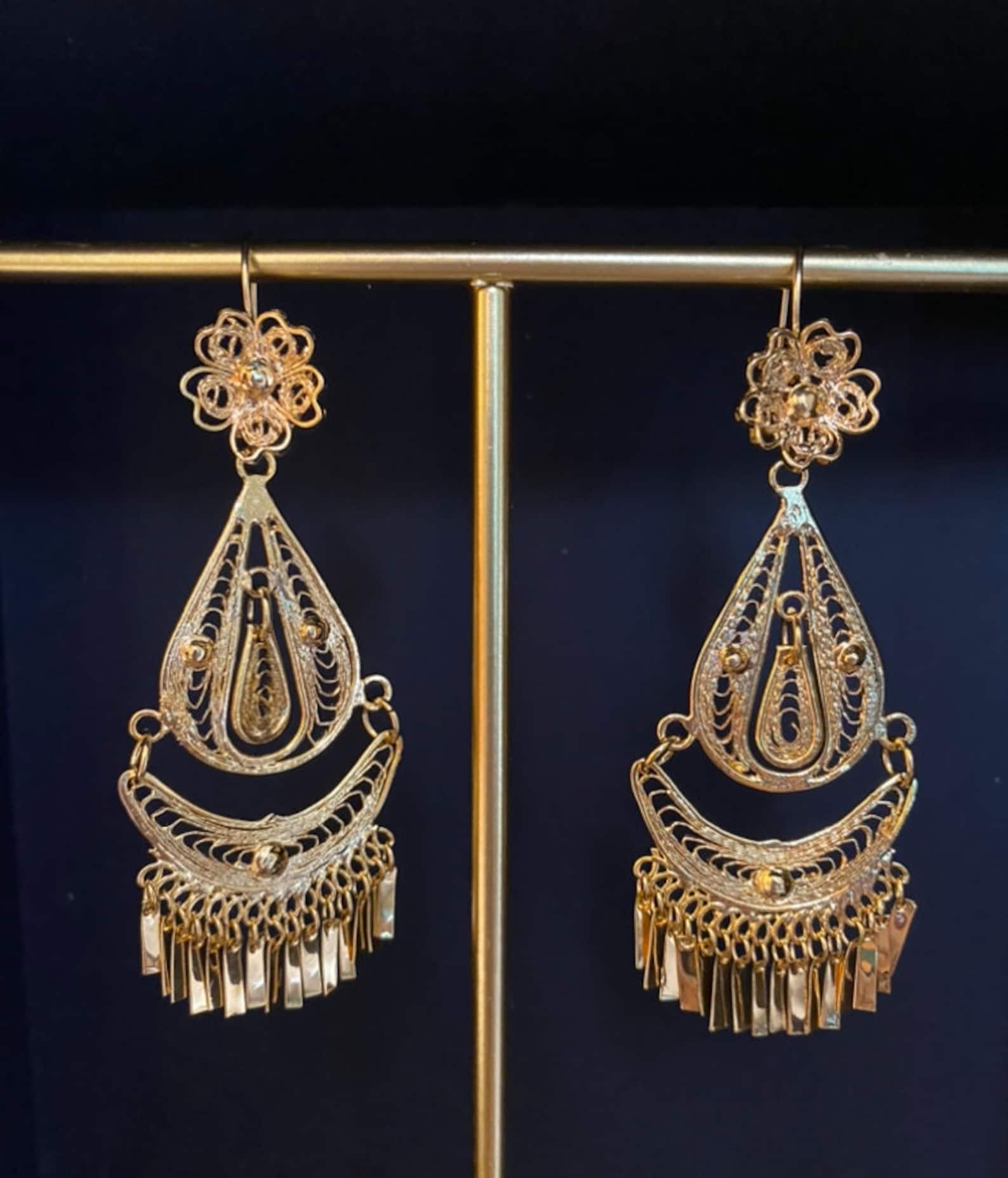Medium. Aretes De Filigrana Mexicanos. Aretes De Chapa De Oro. Mexican ...