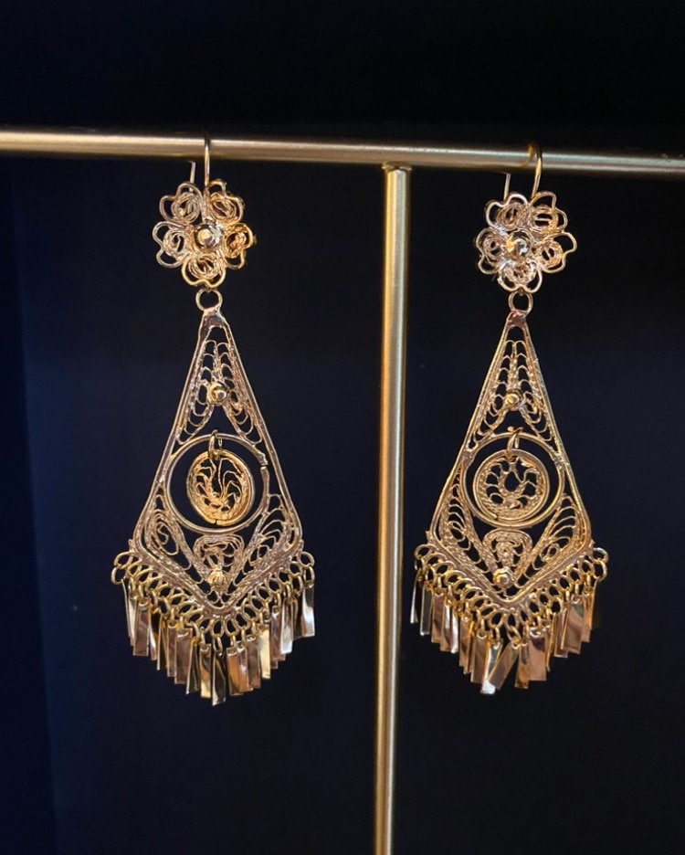 Medium. Aretes De Filigrana Mexicanos. Aretes De Chapa De Oro. Mexican ...