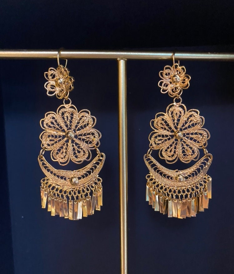 Medium. Aretes De Filigrana Mexicanos. Aretes De Chapa De Oro. Mexican ...