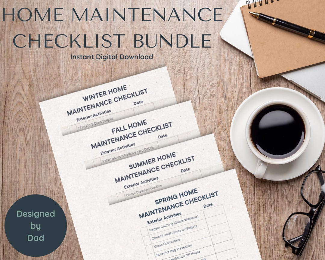 Home Maintenance Checklist Bundle, Essential House Care Tasks, Property ...