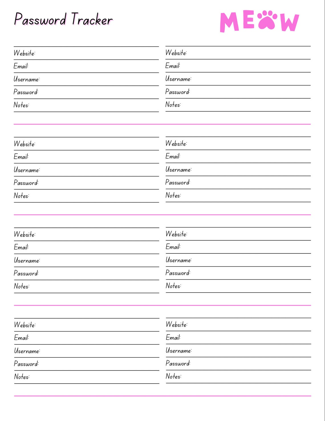 Pink Password Tracker - Etsy