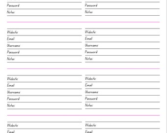 Password Tracker Instant Download Pink Floral Log Journal - Etsy