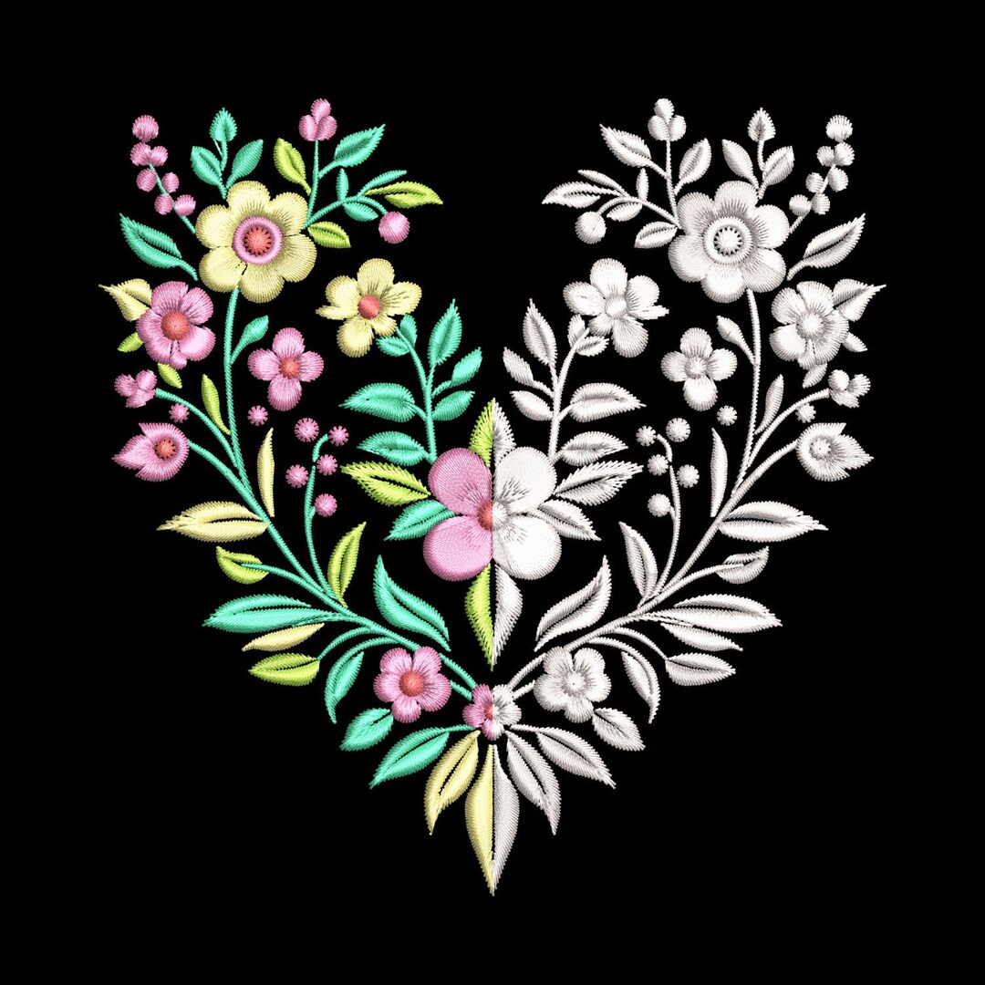 Heart Flower Embroidery Designs - Crafts Creative Heart Flower ...