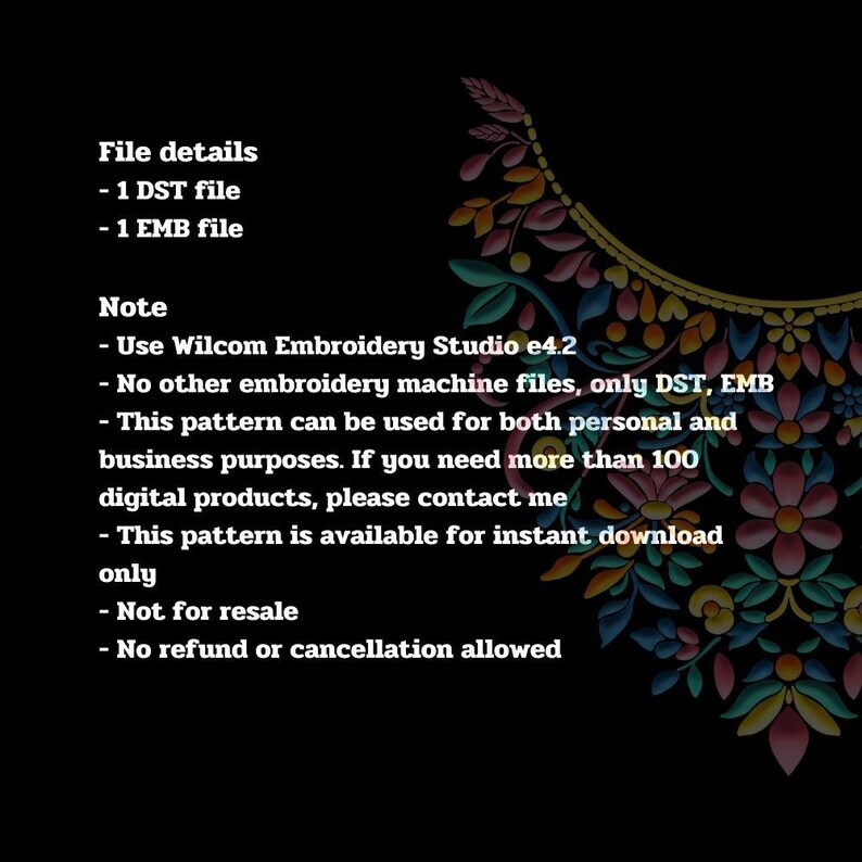 Floral Embroidery Design on Collar Digital Pattern on Collar. Use ...