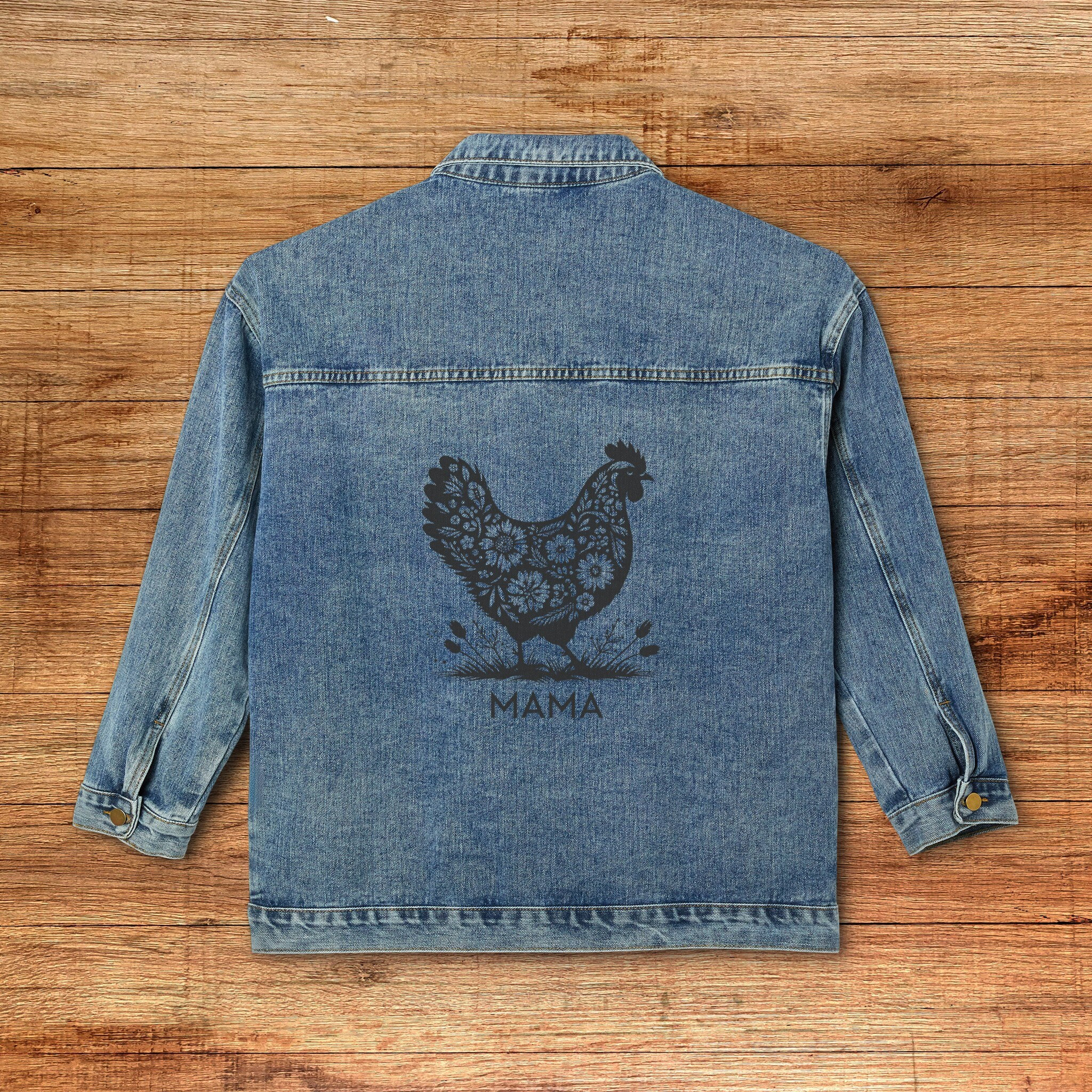 Chicken MAMA Women's Denim Jacket Mothers Day Gift for Her Oversized ...