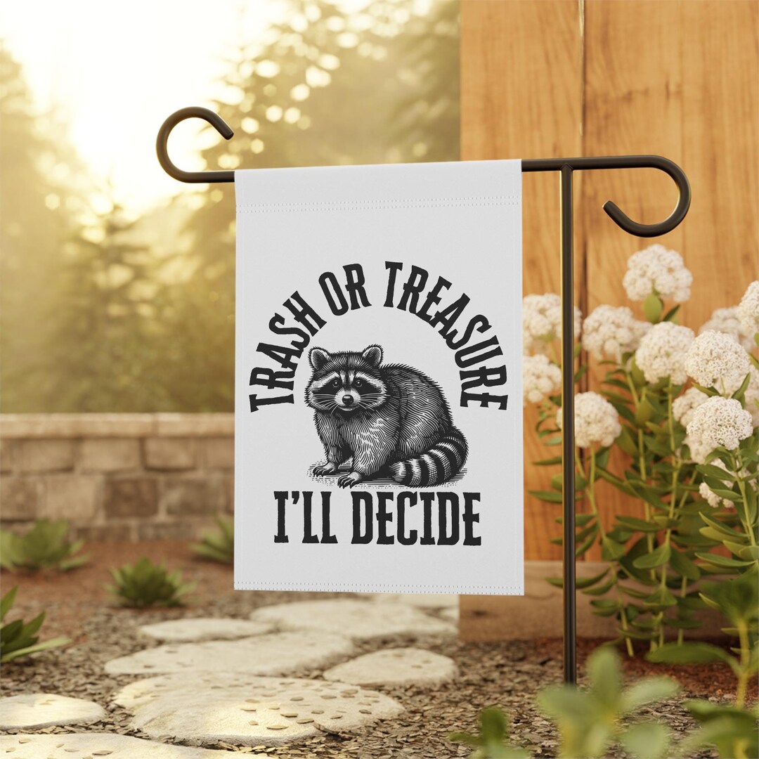 Weirdcore Raccoon Garden Flag: Feral Scavenger Hunt Decor - Etsy