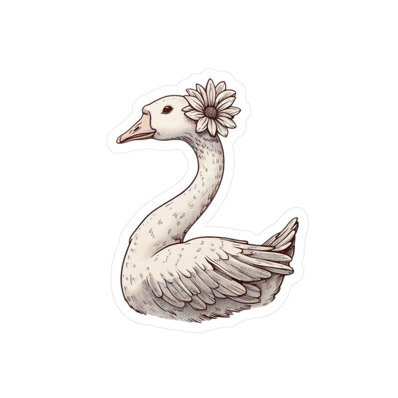 Cottagecore Daisy Goose Kiss-cut Vinyl Decals Silly Goose With A Daisy ...