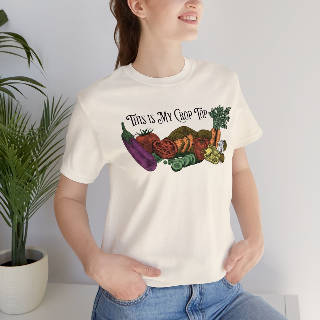 Farm Girl Crop Top, Vegetable Print Shirt, Farming Vibes Crop Tee, Cute ...