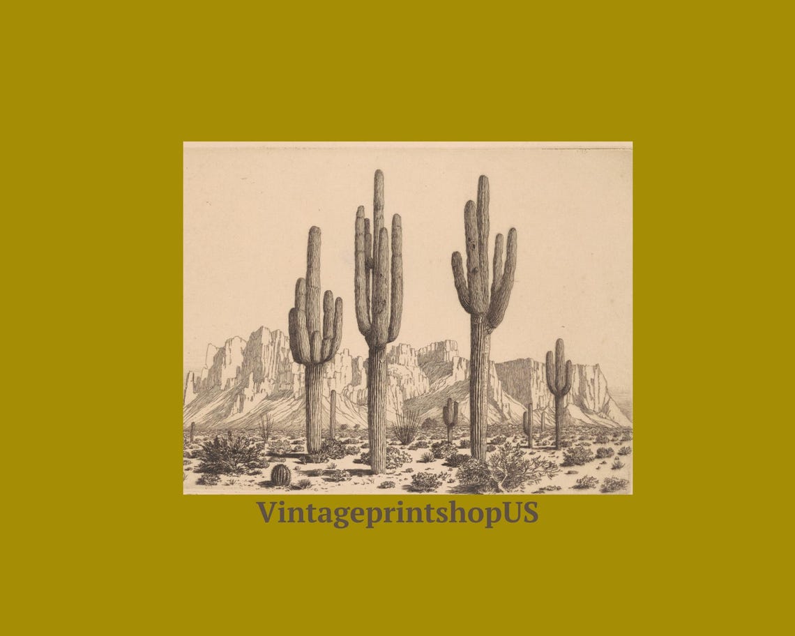 Antique Desert Landscape Print: Vintage Western Americana (digital ...