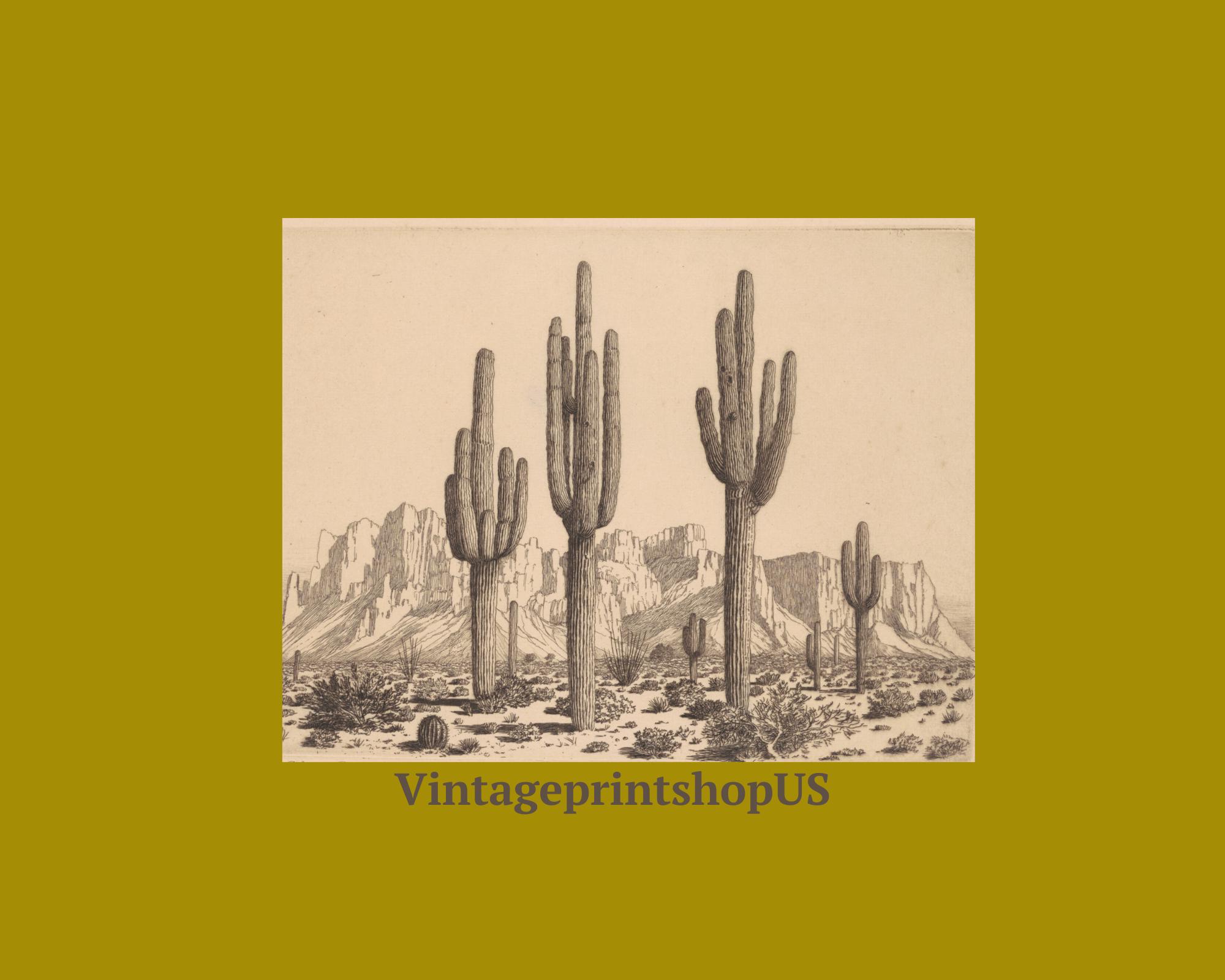 Antique Desert Landscape Print: Vintage Western Americana (digital ...