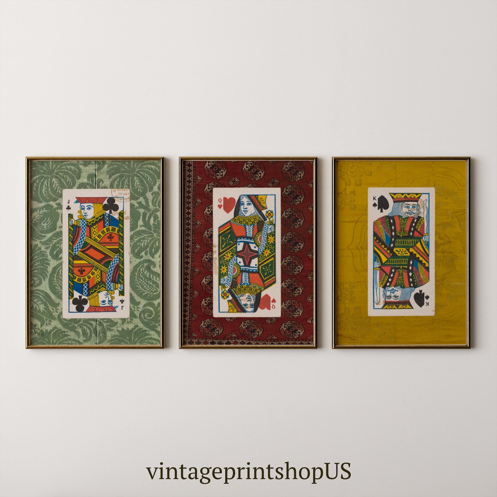 Funky Playing Cards Collage Set of Three | Digital Print, Eclectic Card ...